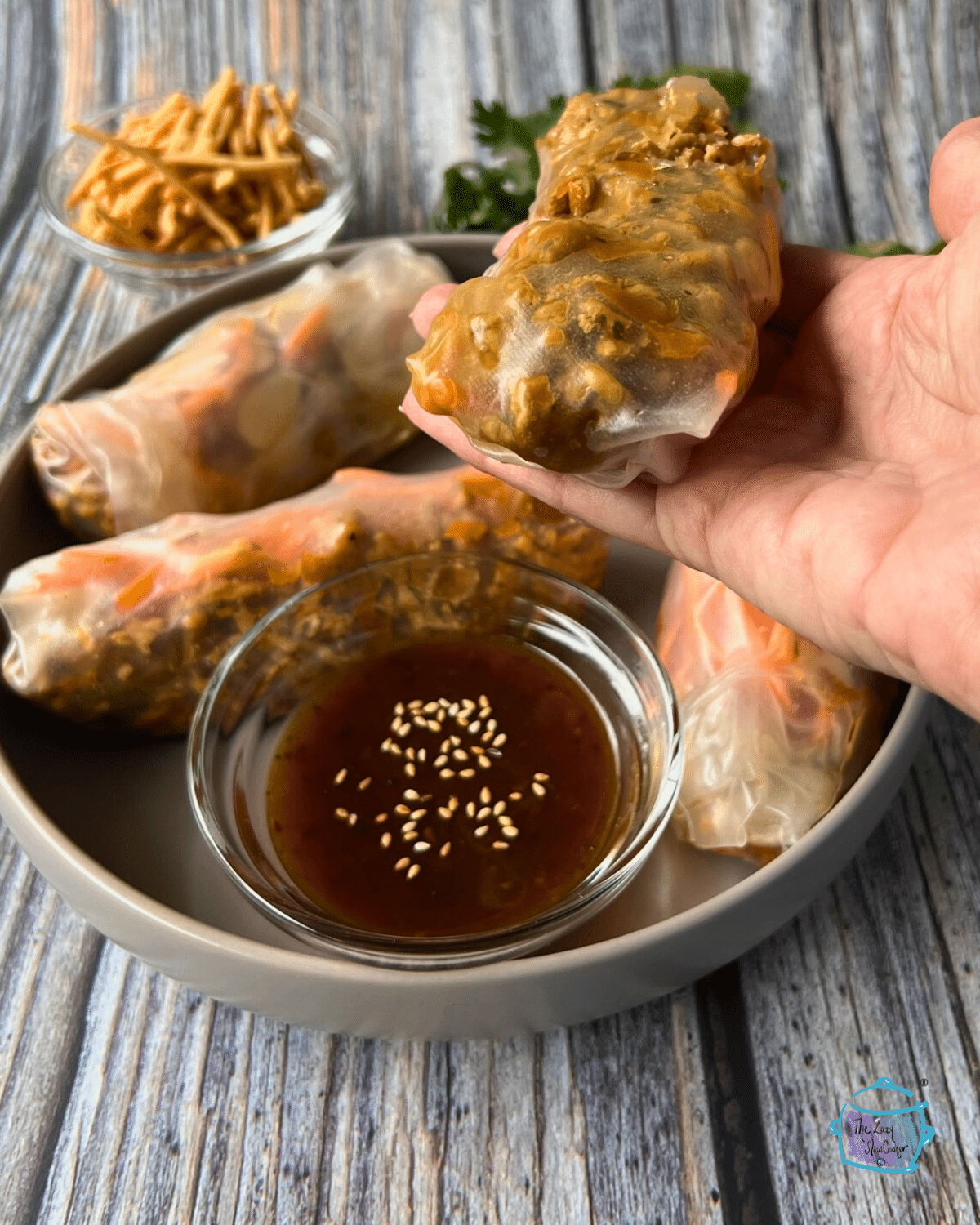 Slow Cooker Asian Chicken Spring Rolls - The Lazy Slow Cooker
