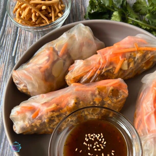 Slow Cooker Asian Chicken Spring Rolls - The Lazy Slow Cooker