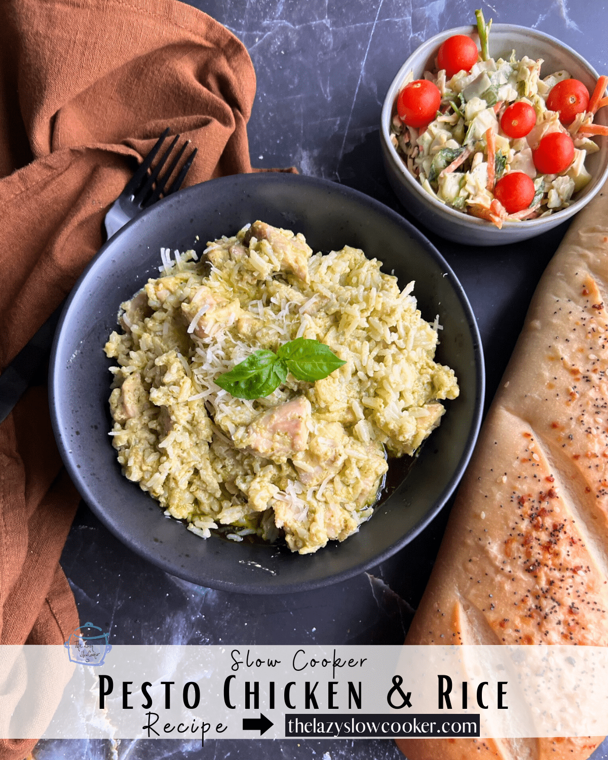Slow Cooker Creamy Pesto Chicken and Rice - The Lazy Slow Cooker