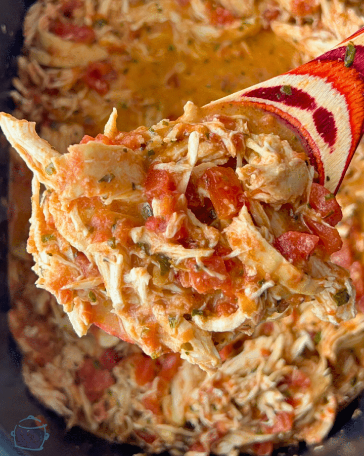 Slow Cooker Creamy Tomato Basil Shredded Chicken - The Lazy Slow Cooker
