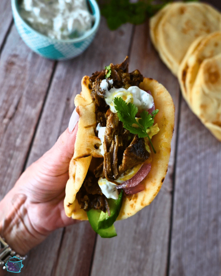 Slow Cooker Beef Shawarma - The Lazy Slow Cooker