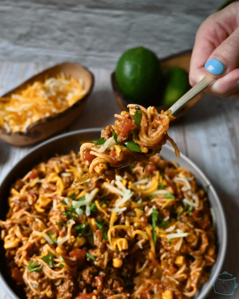 Slow Cooker Taco Beef Ramen - The Lazy Slow Cooker