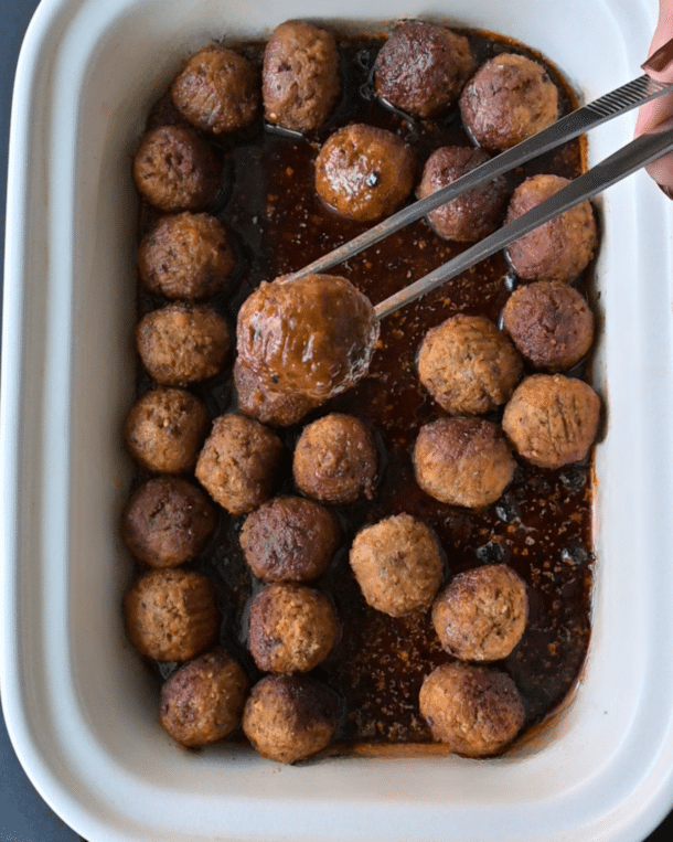 Slow Cooker Spicy Maple Meatballs - The Lazy Slow Cooker