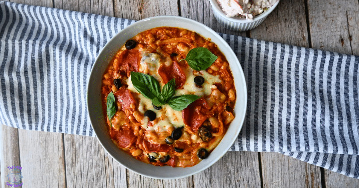 Slow Cooker Pizza Beans - The Lazy Slow Cooker